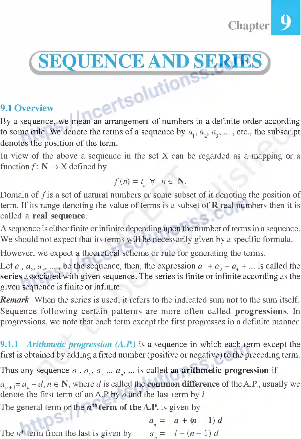 Class 11 Mathematics Sequence And Series note