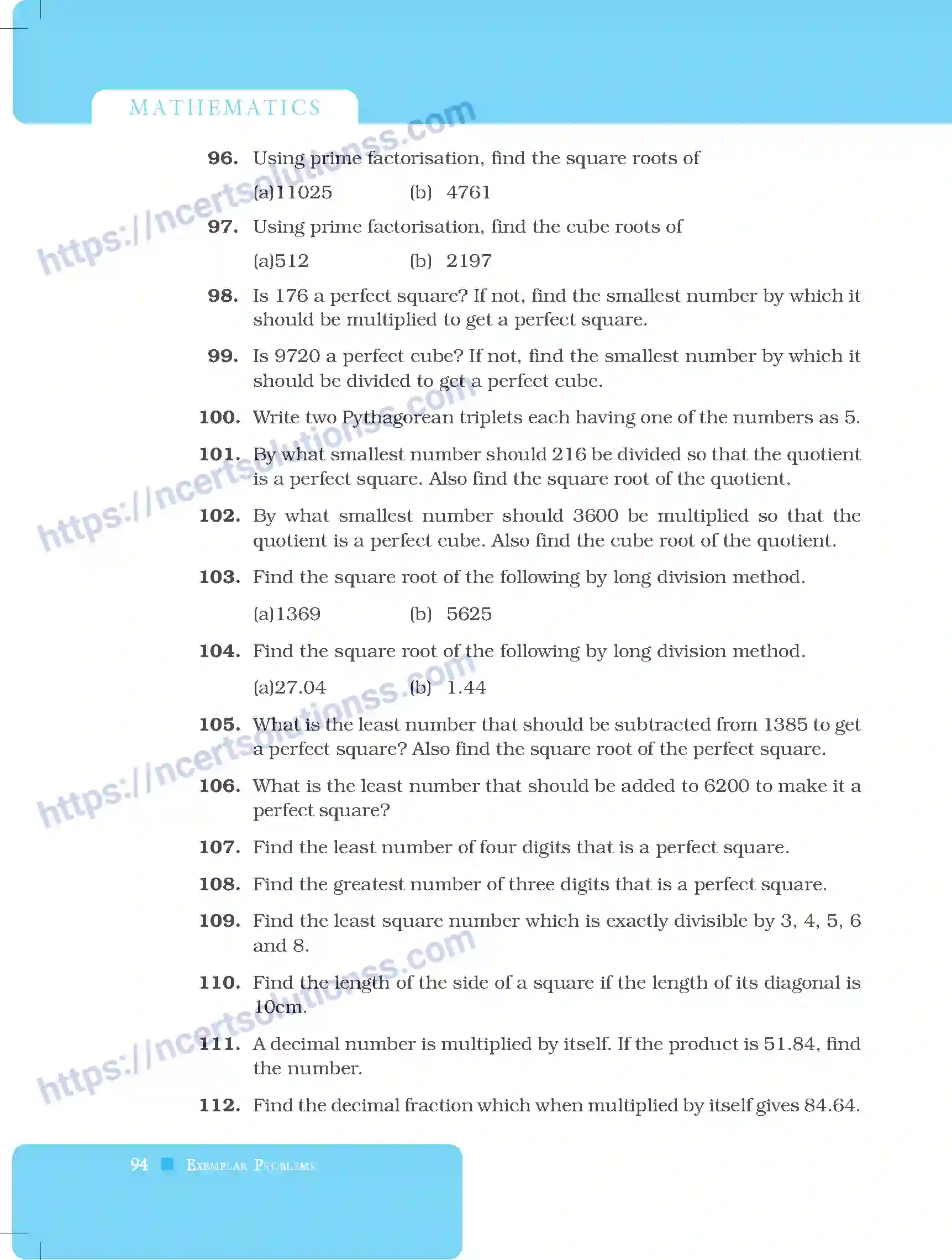 Class 8 Mathematics Square Square Root and Cube Cube Root note