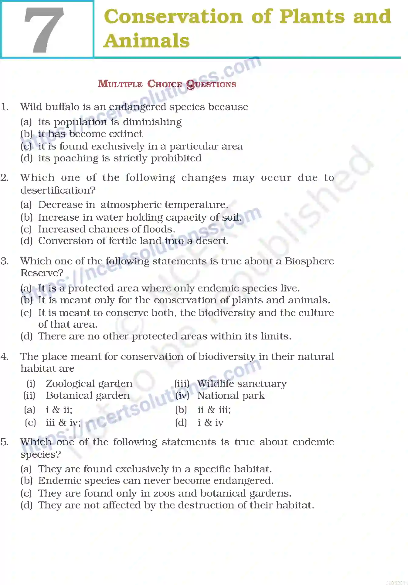 Class 8 Science Conservation of Plants and Animals note
