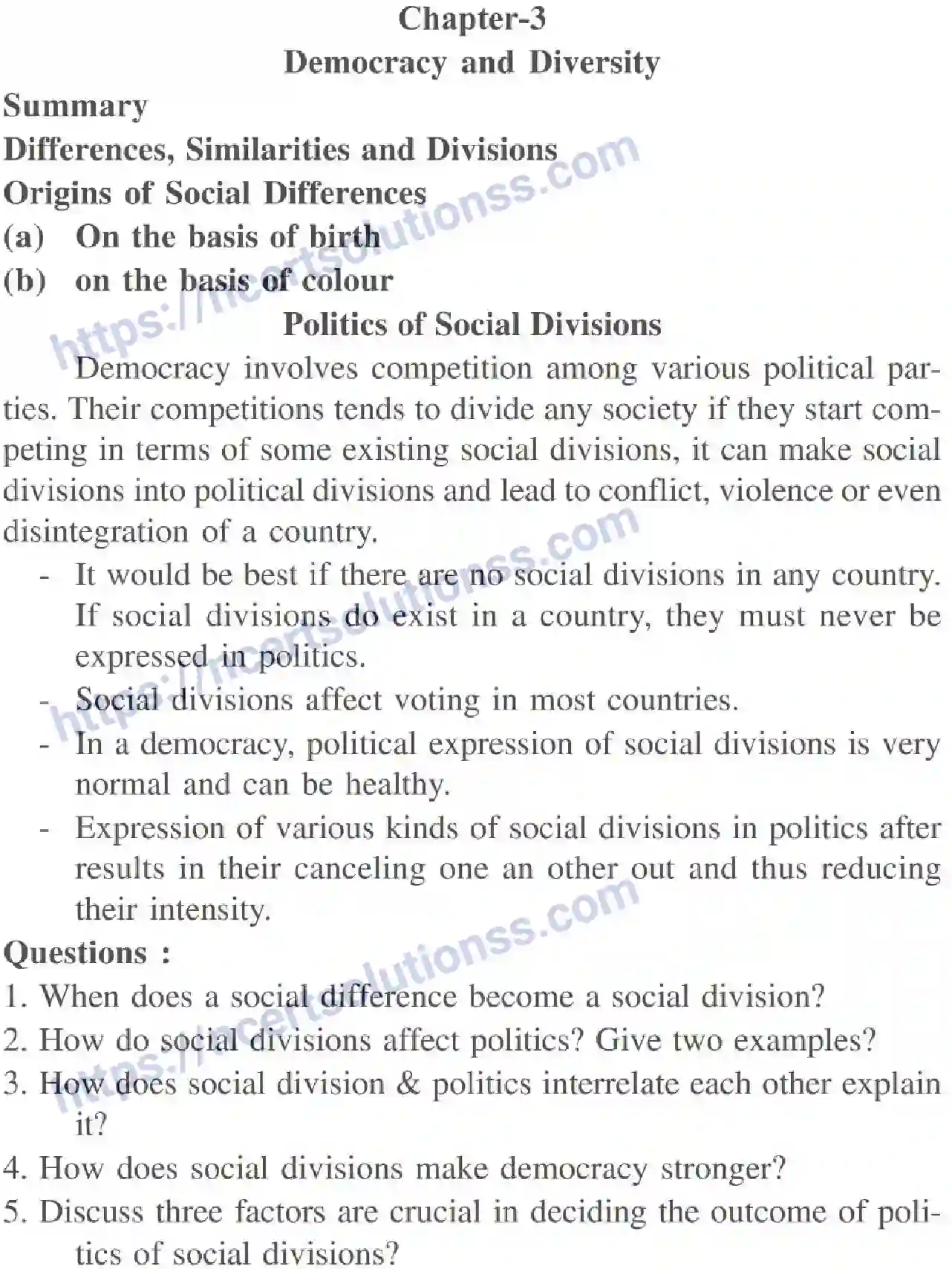 Class 10 Social Science Democracy and Diversity note