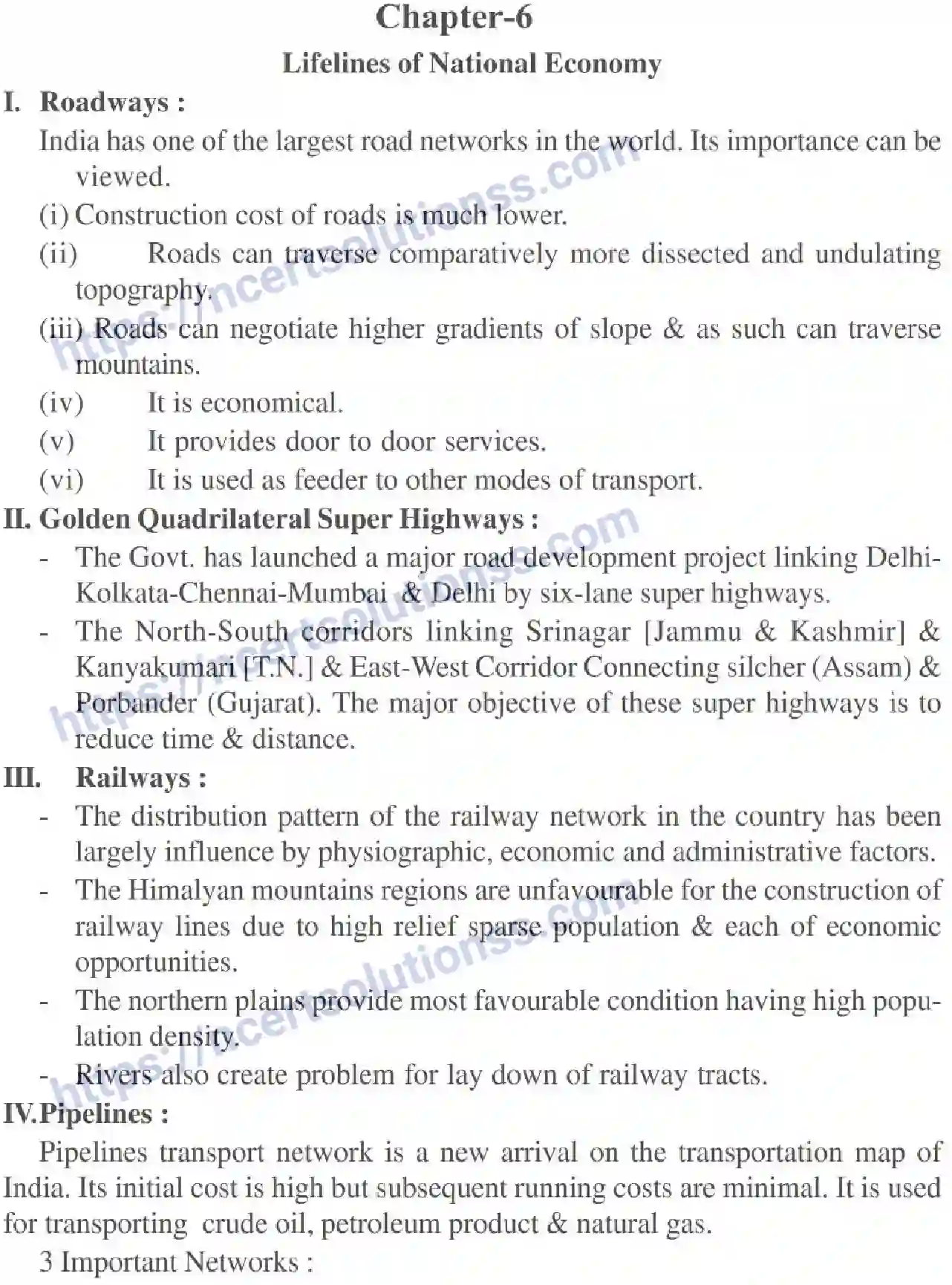 Class 10 Social Science Lifelines of National Economy note