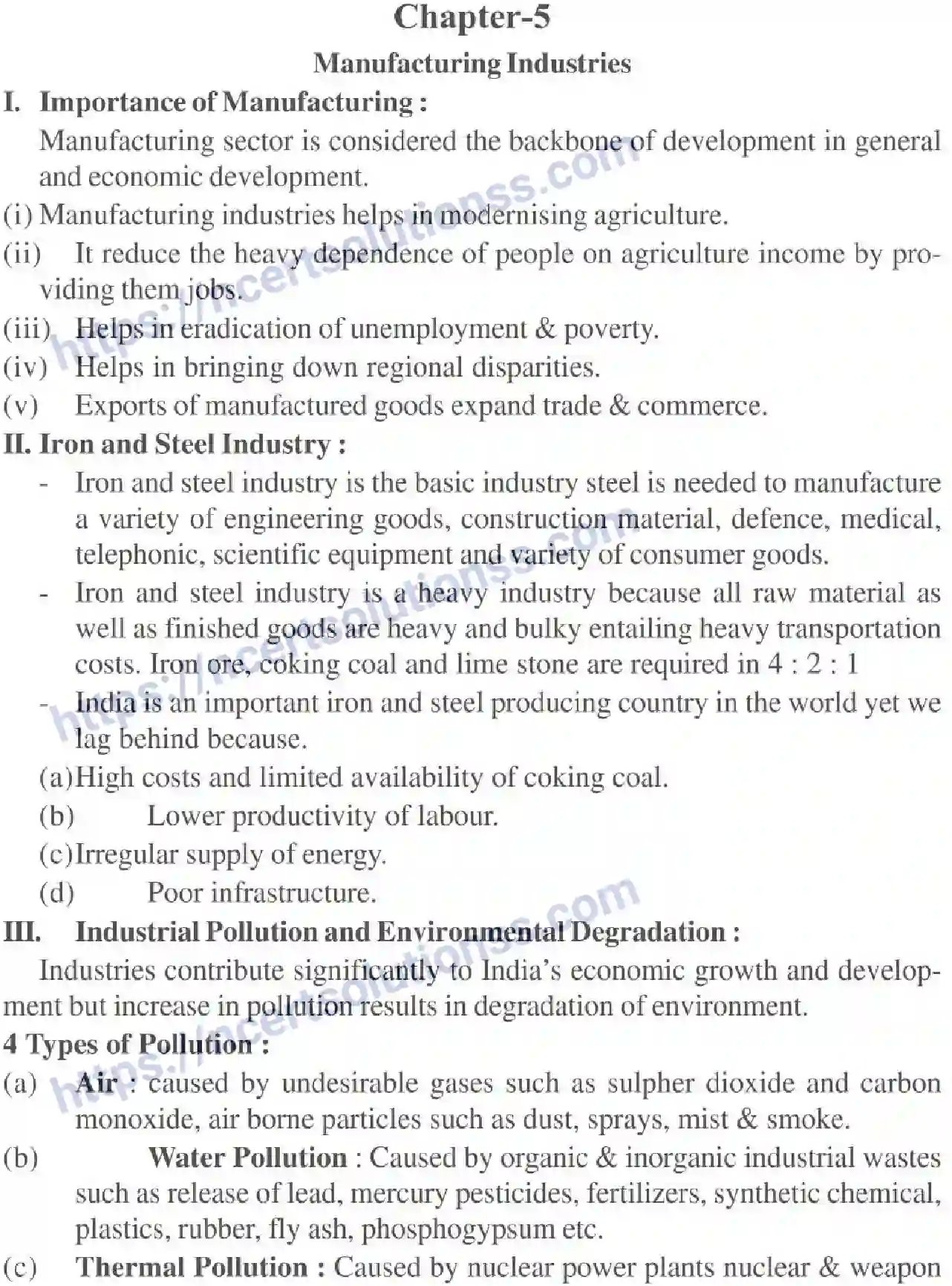 Class 10 Social Science Manufacturing Industries note