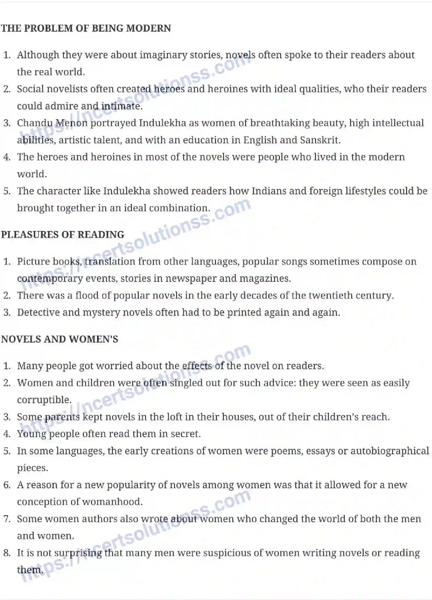 Class 10 Social Science Novels Society And History note