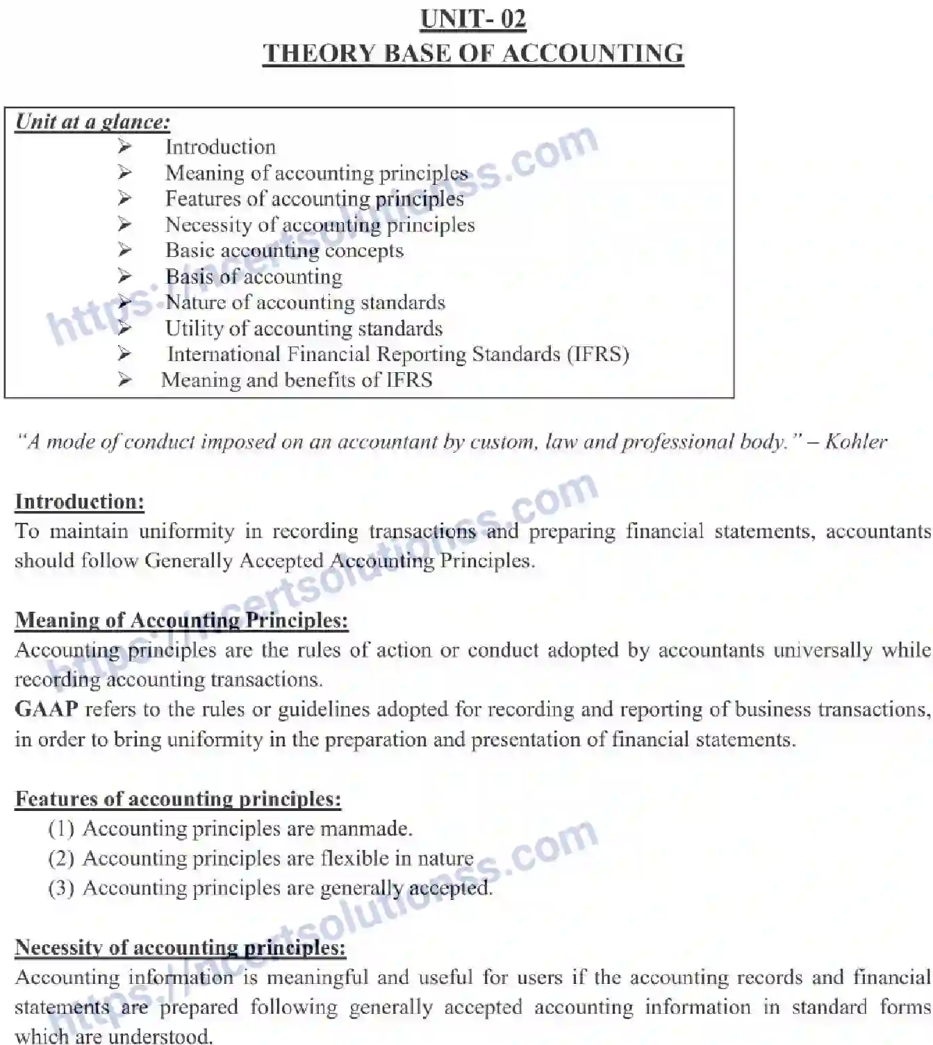 Class 11 Accountancy Theory Base Of Accounting note