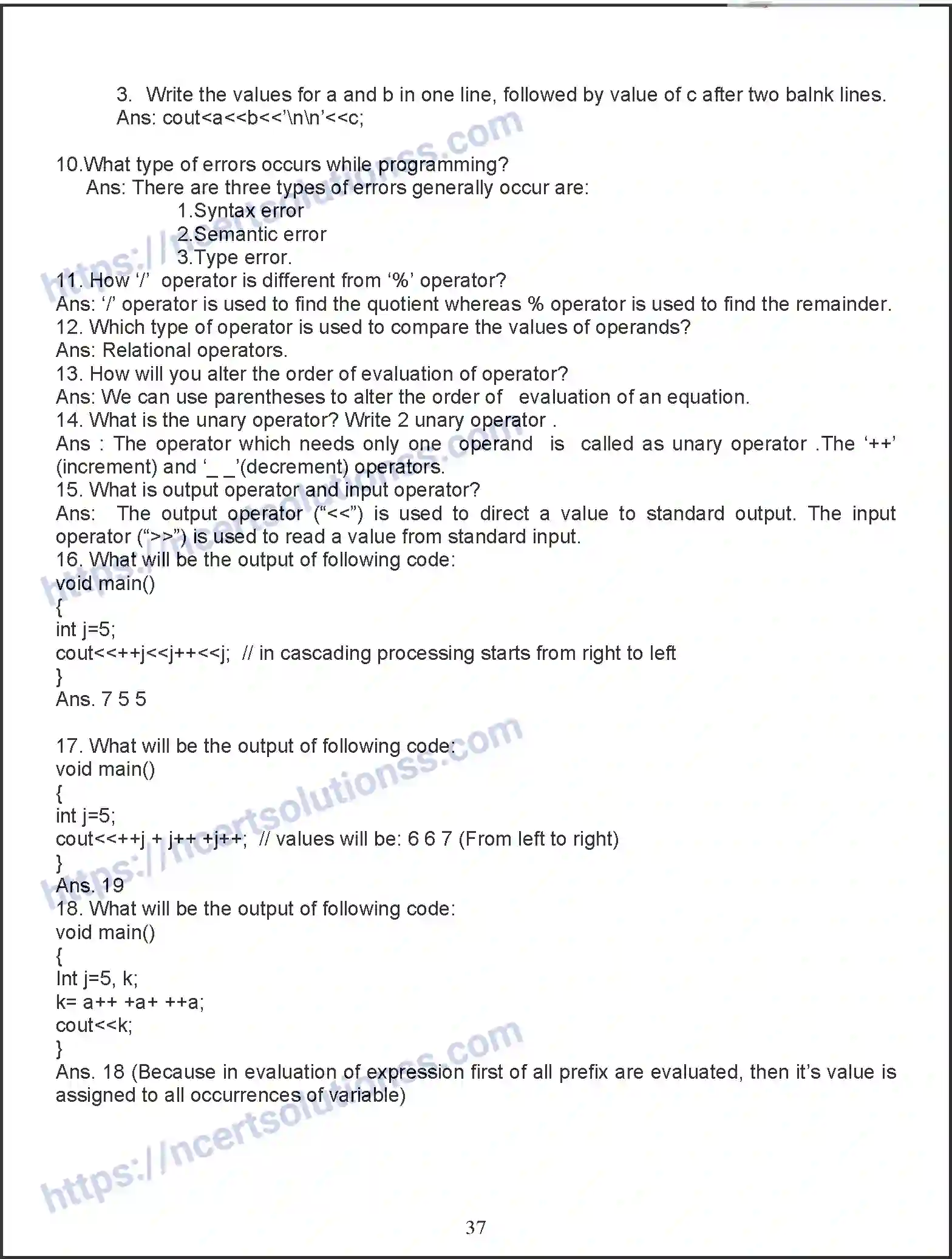 Class 11 Computer Science Introduction to CPP note