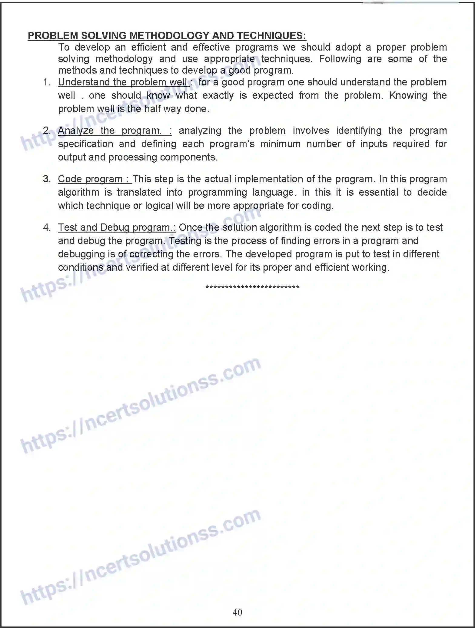 Class 11 Computer Science Programming Methodology note