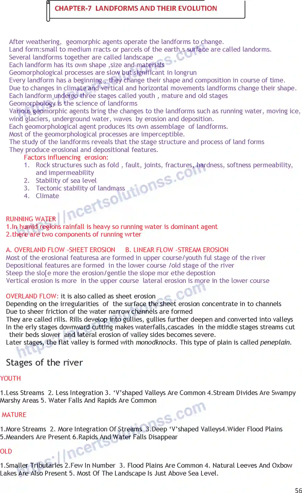 Class 11 Geography Landforms and their Evolution note
