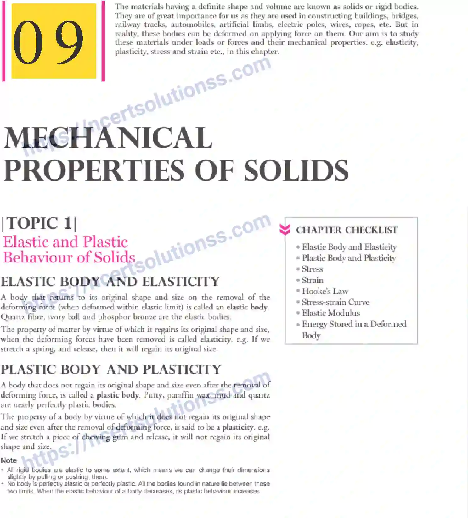 Class 11 Physics Mechanical Properties Of Solids note
