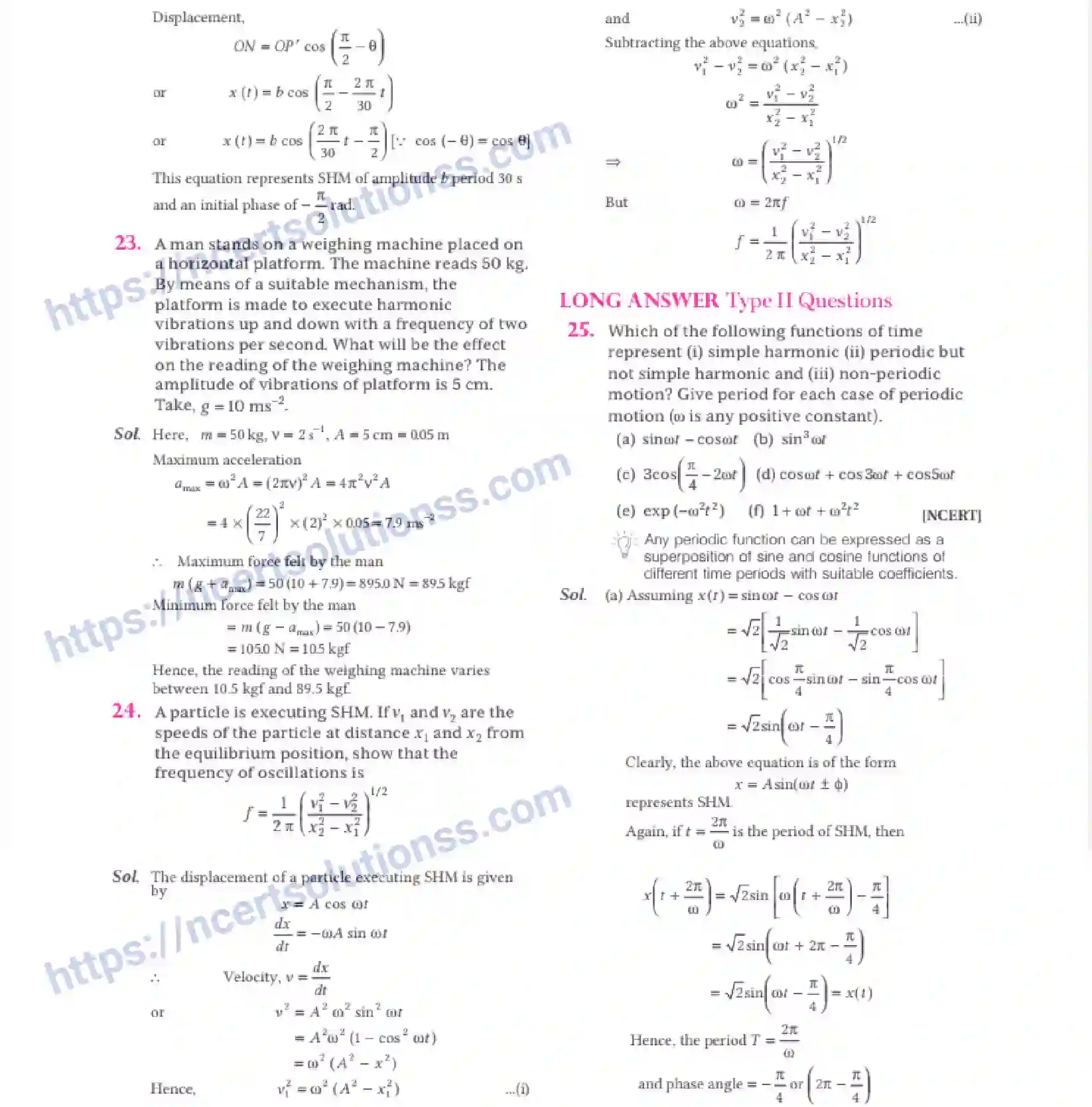 Class 11 Physics Oscillations note