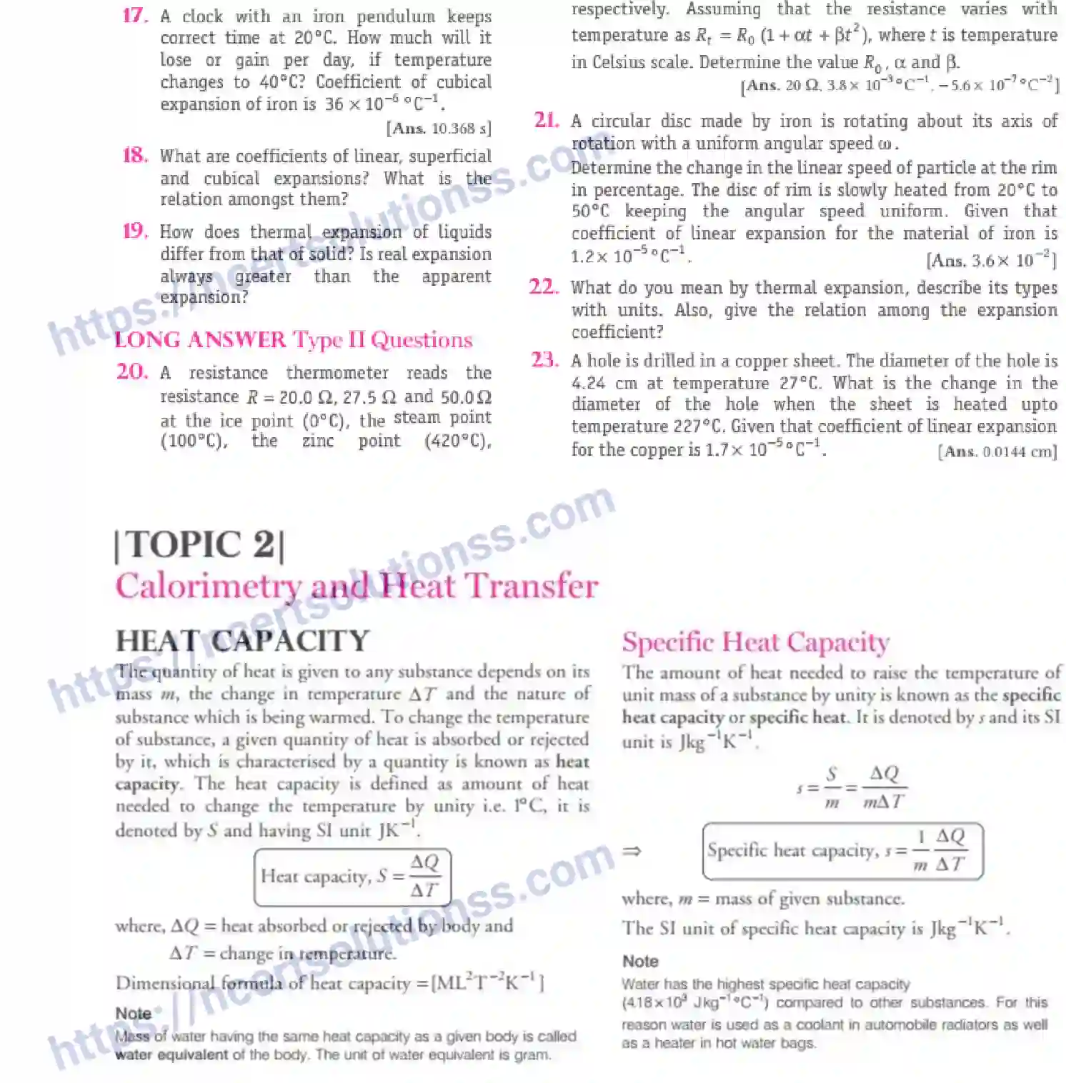 Class 11 Physics Thermal Properties Of Matter note