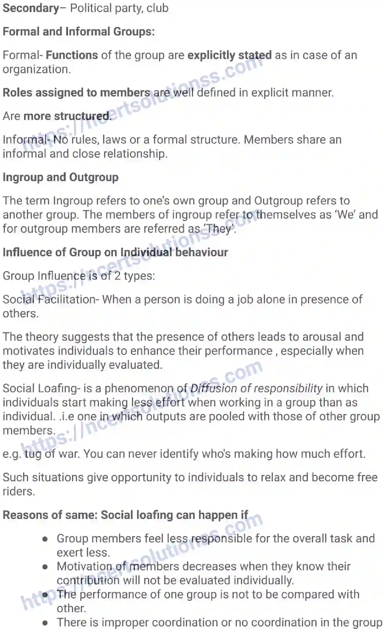 Class 12 Psychology Social Influence and Group Processes note