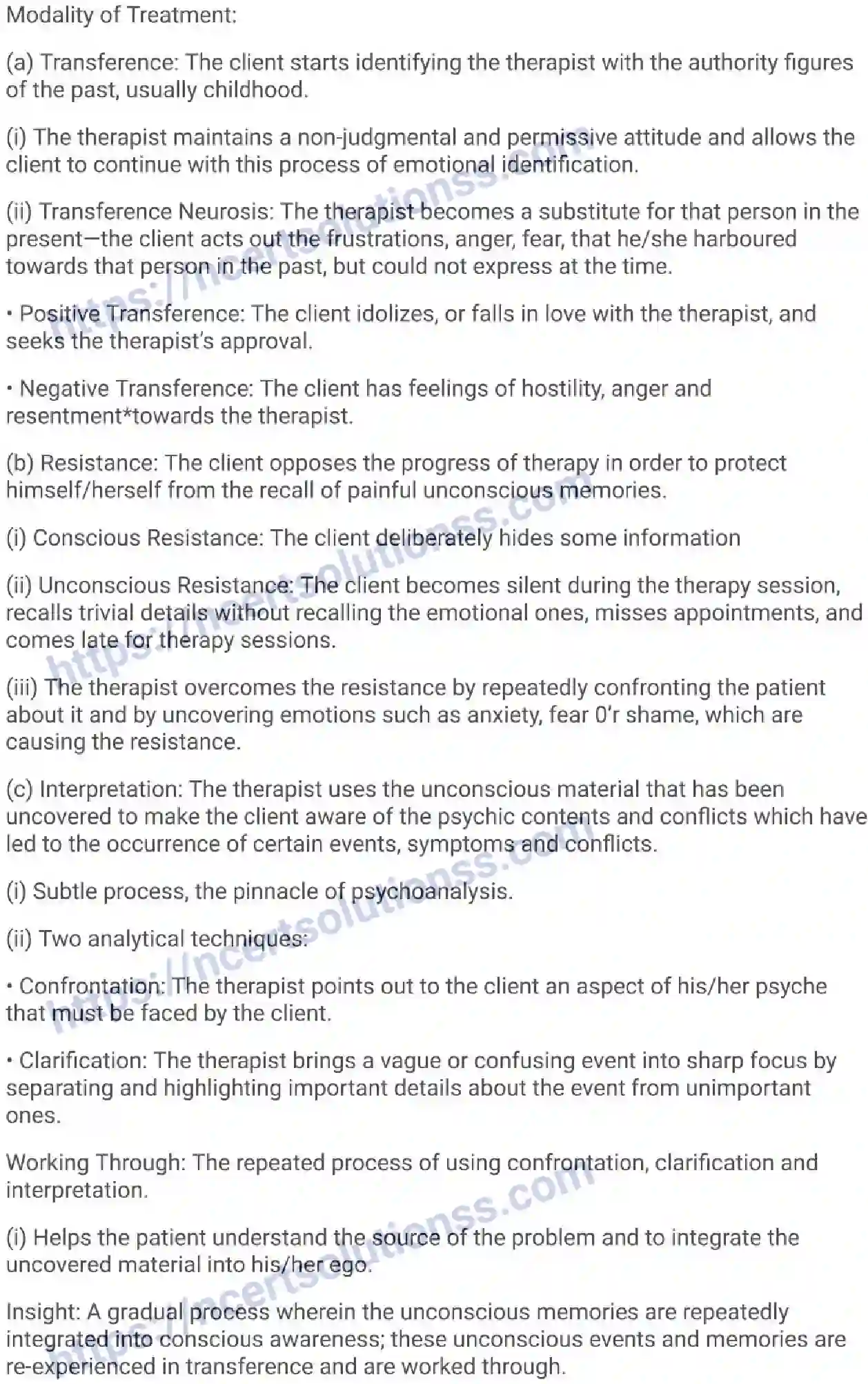 Class 12 Psychology Therapeutic Approaches And Counselling note