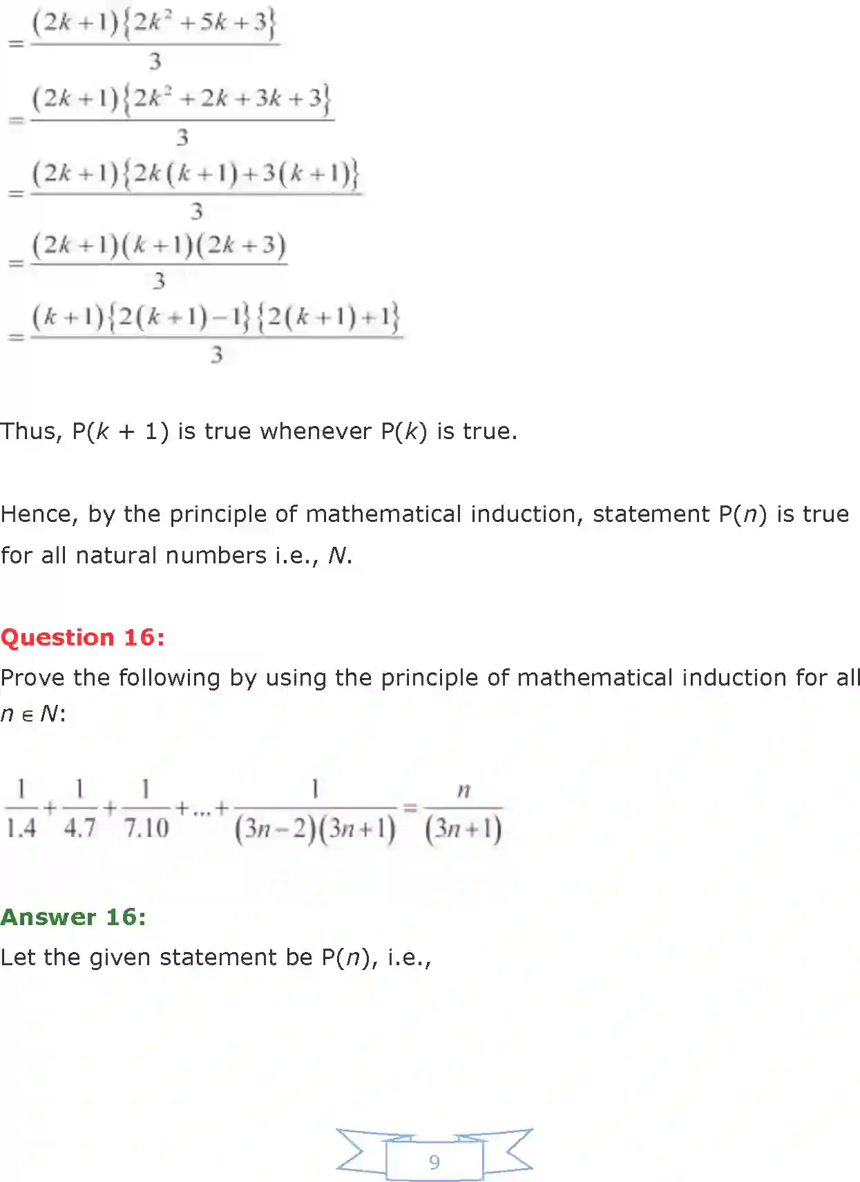 Class 11 Maths Chapter 4 Principle of Mathematical Induction Solution