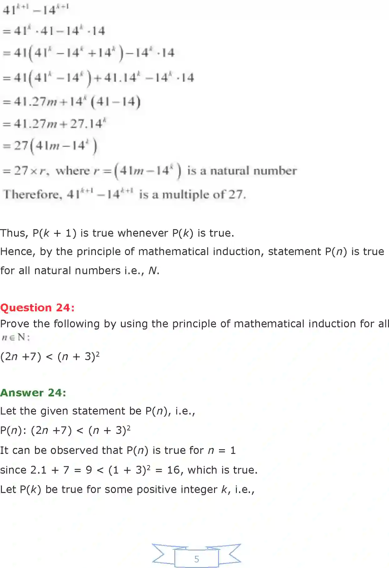 Class 11 Maths Chapter 4 Principle of Mathematical Induction Solution
