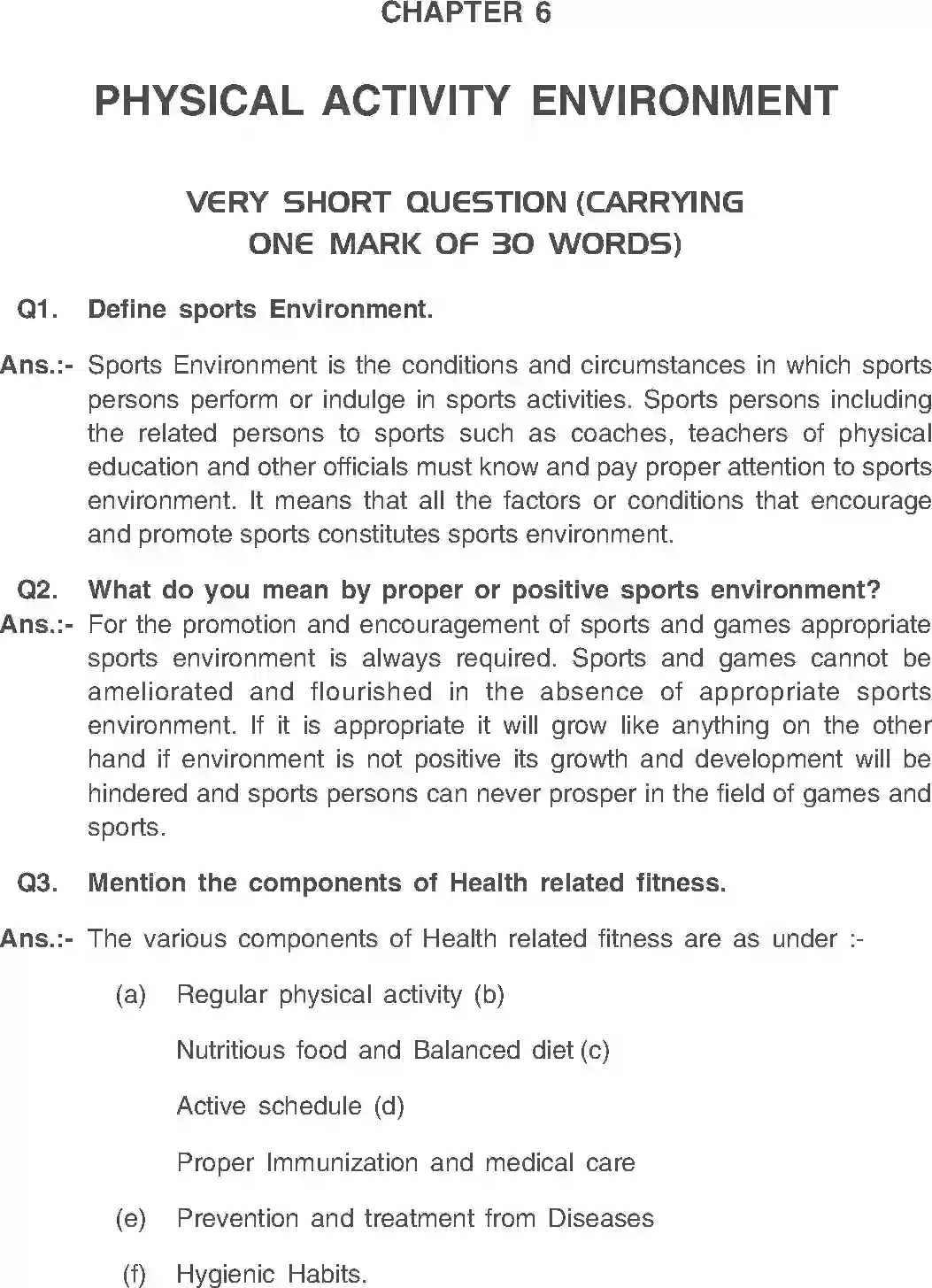 Class 11 Physical Education Chapter 6 Physical Activity Environment ...