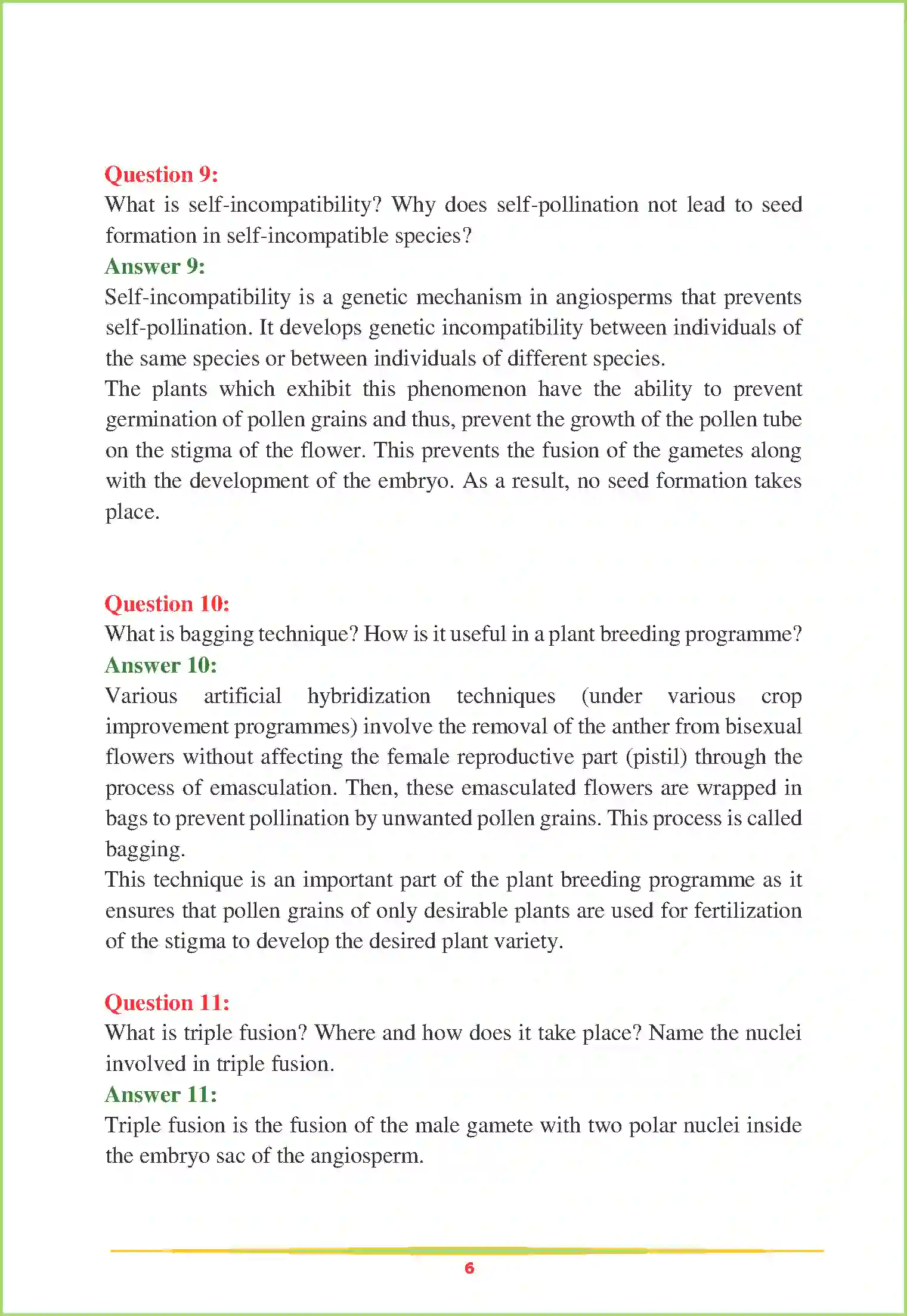 Class 12 Biology Chapter 2 Sexual Reproduction in Flowering Plants Solution