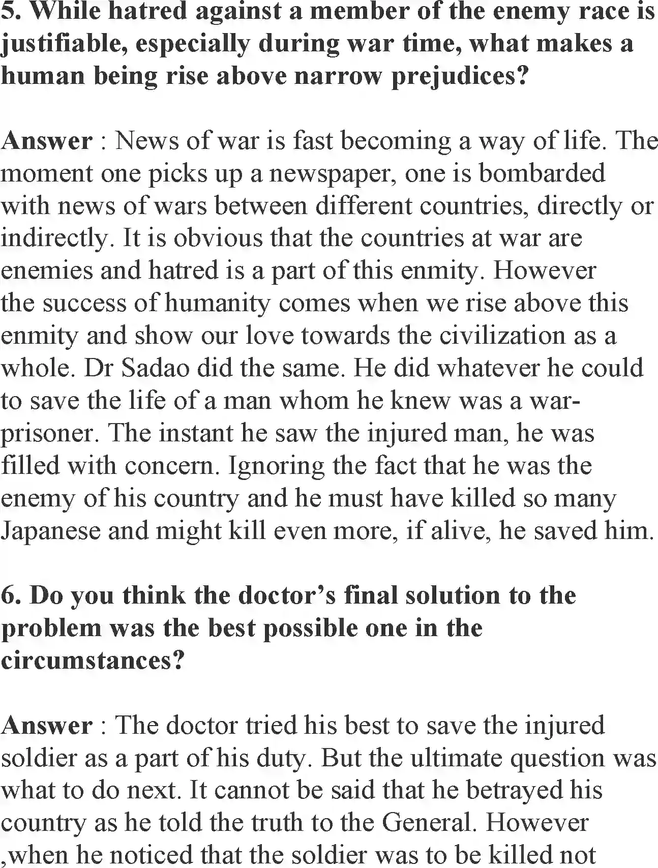 Class 12 English Vistas Chapter 3 The Enemy Solution