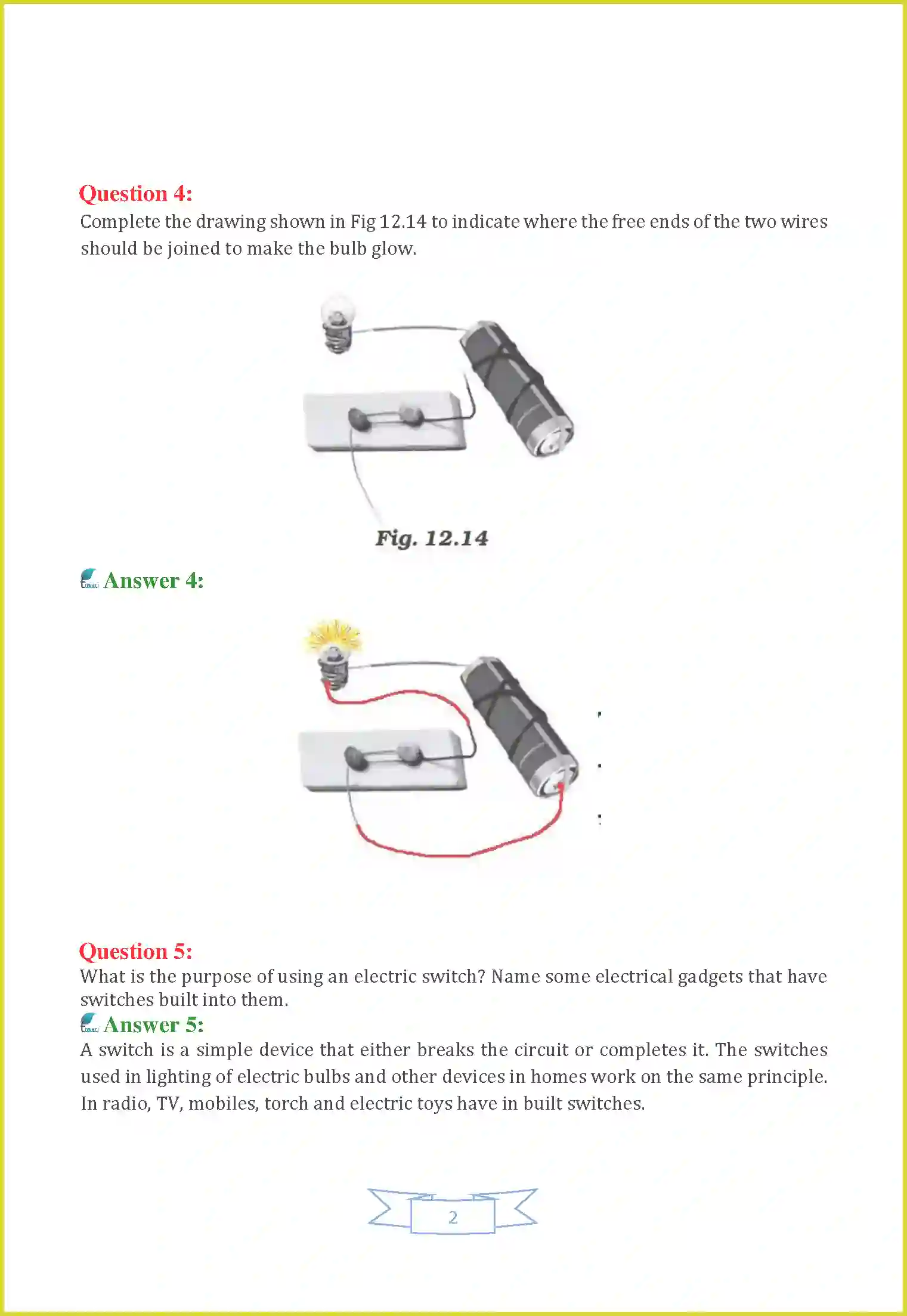 Class 6 Science Chapter 12 Electricity and Circuits Solution