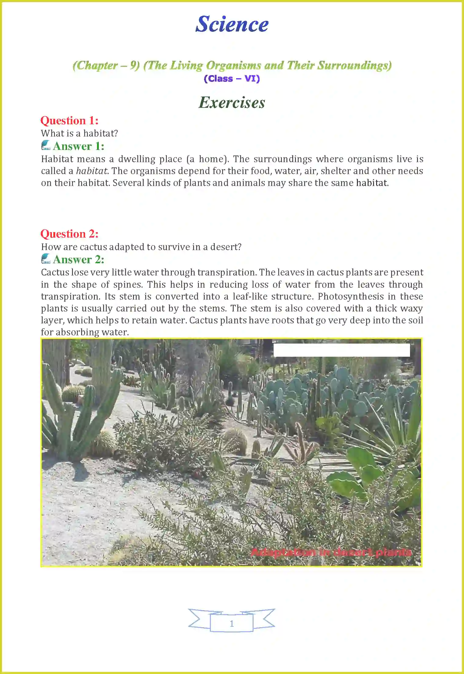 Class 6 Science Chapter 9 The Living Organisms and Their Surroundings ...